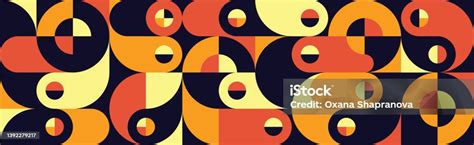 추상적인 기하학적 개념 포스터 디자인 그래픽 가로 패턴 장식용 모자이크 배너 포스트 모던 바우 하우스 그래픽 콜라주 벡터 일러스트레이션 패턴에 대한 스톡 벡터 아트 및 기타