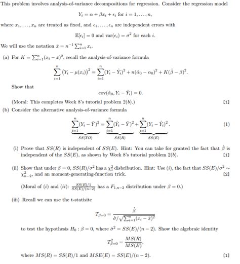 Solved This Problem Involves Analysis Of Variance Decompositions For