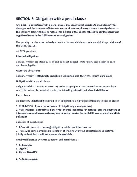 Section 6 Obligation With A Penal Clause Section 6 Obligation With A Penal Clause Art 1226