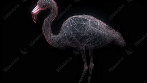 무료 불 같은 예술의 3d 렌더링에서 검정색 와이어프레임 다각형 플라밍고 Ppt 배경 Slidesdocs