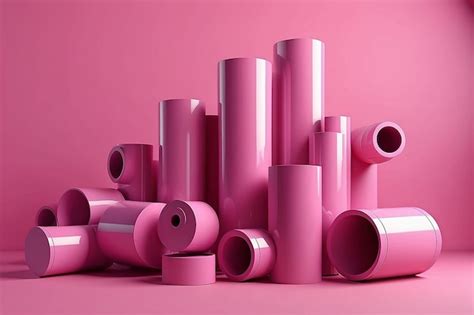 Premium Photo Three Dimensional Render Of Pink Geometric Cylinders Floating Against Pink