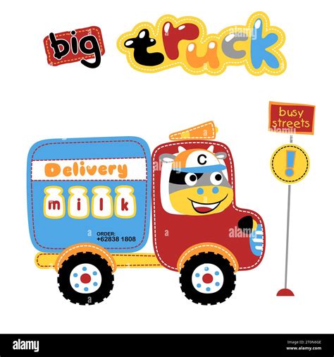 Funny Cow On Milk Delivery Truck Vector Cartoon Illustration Stock Vector Image And Art Alamy