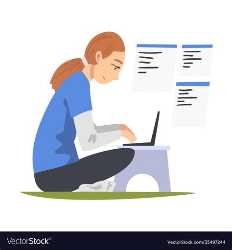 Woman As Software Developer Or Programmer Engaged Vector Image