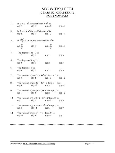 9th Maths Polynomials Pdf Factorization Algorithms