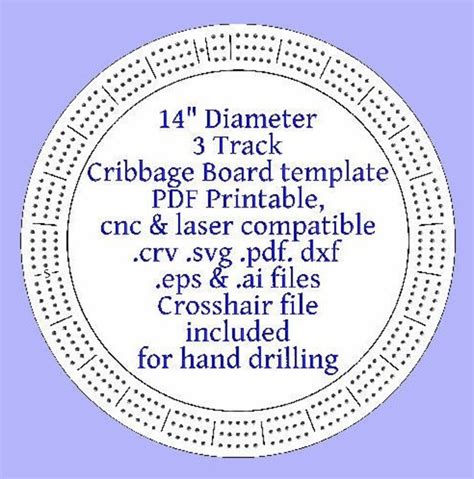 14 Round Cribbage Board Template Cut File Pdf Etsy
