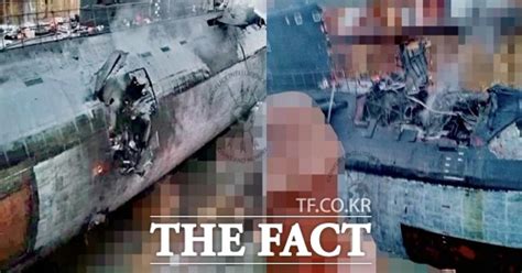 우크라 미사일에 러 흑해함대 킬로급 잠수함 옆구리 구멍 함수 뜯겨져