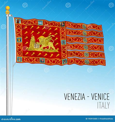 Venice Flag Of The City And Municipality Veneto Italy Stock Vector