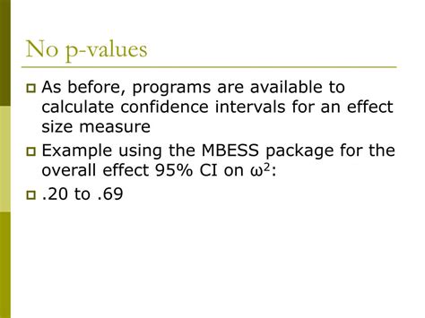 Ppt Effect Size Estimation In Fixed Factors Between Groups Anova