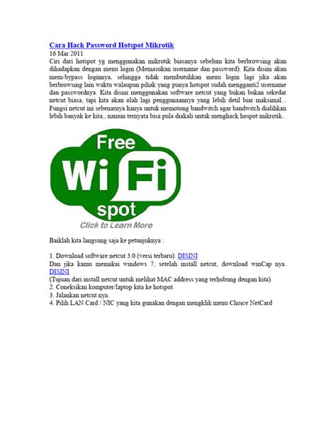 Cara Hack Password Hotspot Mikrotik Pdf