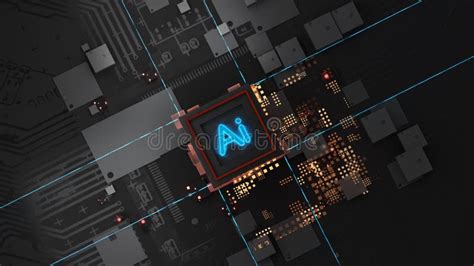 Futuristic Microchip Processor With Lights Blue Ai Background Quantum Computer Large Data