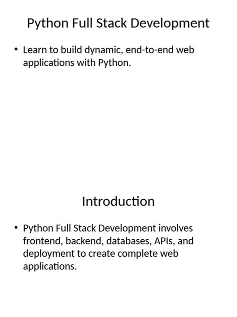 Python Full Stack Development Presentation Pdf