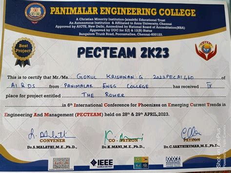 Gokul Krishnan G On Linkedin Winnercertificate Projectsuccess