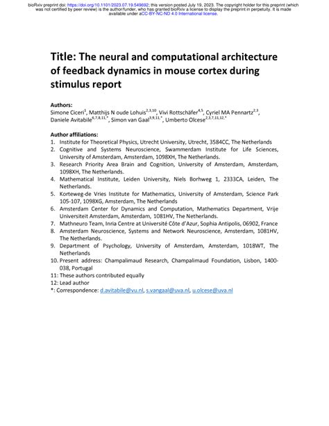 Pdf The Neural And Computational Architecture Of Feedback Dynamics In