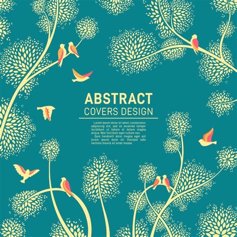 Premium Vector Bird Tree Abstract Square Art Template Exotic Pattern