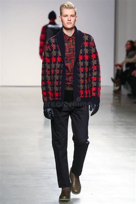 A Model Walks The Runway Wearing Perry Ellis Fall 2015 Editorial Photo