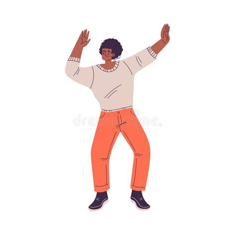 Dancing Man Character In Rhythmic Movement Pose Vector Illustration Stock Illustration