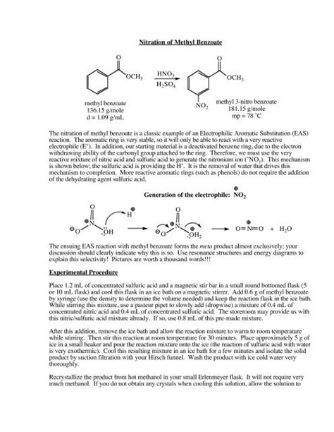 Nitration Of Methyl Benzoate Pdf
