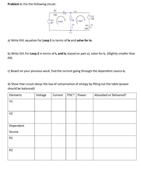 Solved Problem For The Following Circuit A Write Chegg