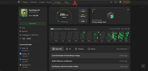 Ramalingam M On Linkedin Leetcode Codingjourney Problemsolving Learningneverstops
