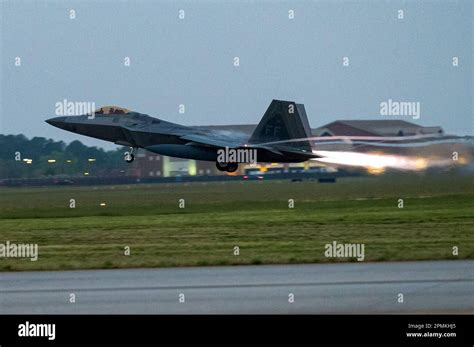 An F 22 Raptor Assigned To The 94th Fighter Squadron Takes Flight To