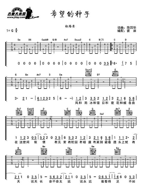 希望的种子 杨培安 吉他谱 和弦谱
