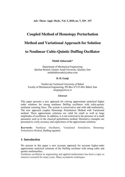 Pdf Coupled Method Of Homotopy Perturbation Method And Variational
