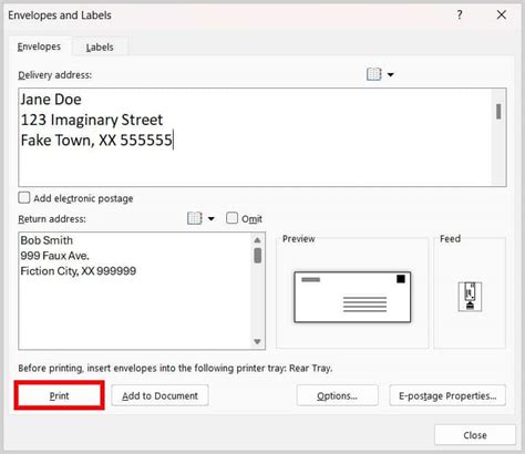 How To Print An Envelope In Microsoft Word Basic Method