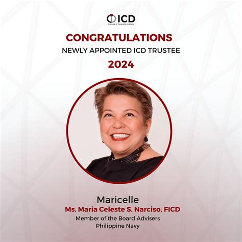 Congratulations To Our Newly Appointed Icd Trustee Ms Maricelle Narciso