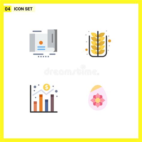 4 Creative Icons Modern Signs And Symbols Of Card Digital Voucher Leaf Graph Stock Vector