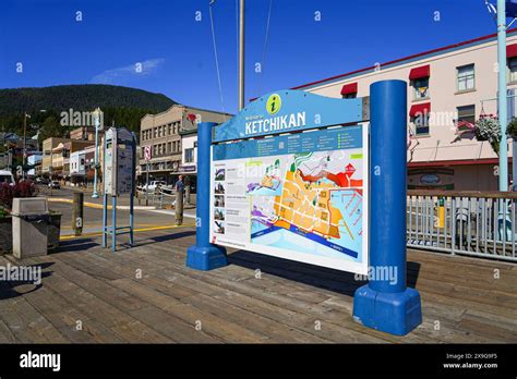 City Map On An Information Board On The Waterfront Of Ketchikan In Alaska Tourist Attractions