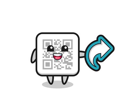 Premium Vector Cute Qr Code Hold Social Media Share Symbol