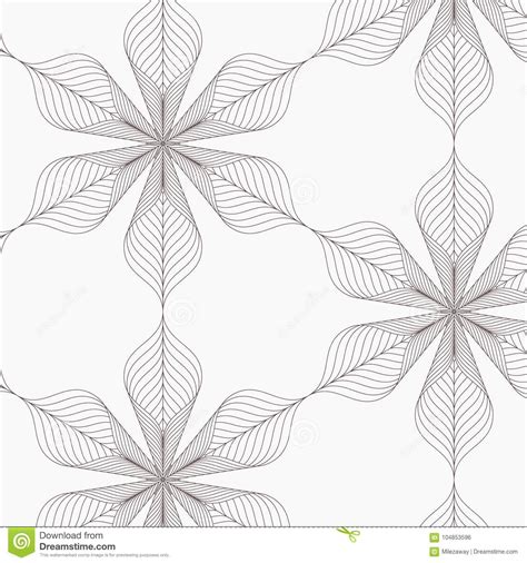 Linear Vector Pattern Repeating Abstract Leaves Gray Line Of Leaf Or