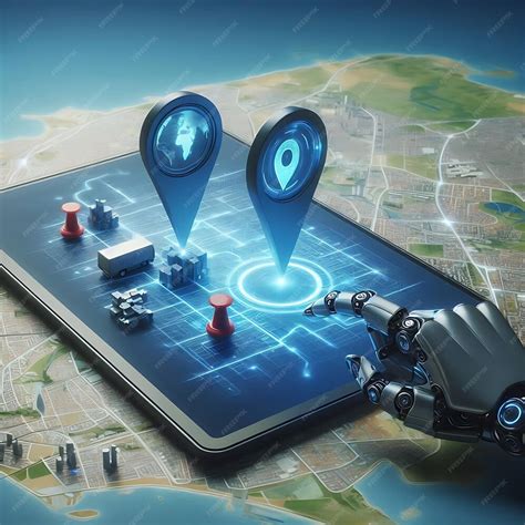 A Digital Map Displaying A Location With Two Pins Set Premium Ai