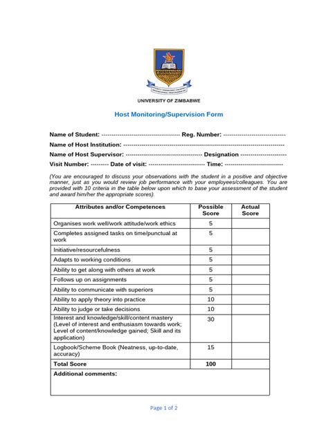 Host Monitoring Supervisor Form Pdf
