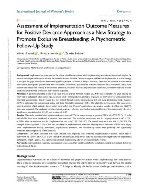 Pdf Assessment Of Implementation Outcome Measures For Positive