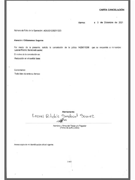 Carta De CancelaciÓn  Pdf