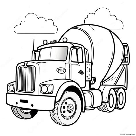 Cement Truck Coloring Sheet