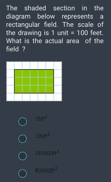 Solved The Shaded Section In The Diagram Below Represents A Rectangular Field The Scale Of The