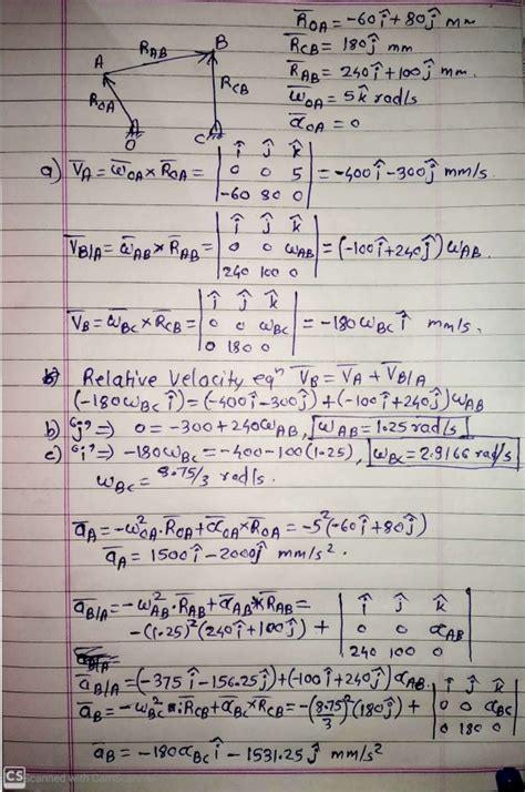 If Link Oa Has A Constant Counterclockwise Angular Velocity 00 5 Rad