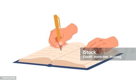 메모를 쓰는 손 펜을 들고 있는 인간 캐릭터 손바닥 일기로 삶의 이야기를 공유하고 할 일 목록을 채우거나 일하기 개념에 대한