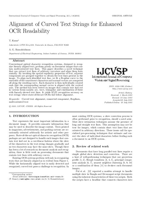 Pdf Alignment Of Curved Text Strings For Enhanced Ocr Readability