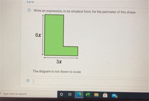 Solved 9 Of 10 Write An Expression In Its Simplest Form For The Perimeter Of This Shape The