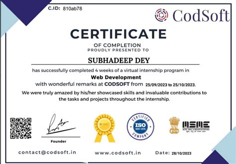 Subhadeep Dey On Linkedin Webdevelopment Internshipcomplete Certifieddeveloper