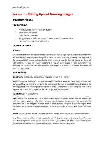 beginning flash actionscript setting up and drawing images teaching resources
