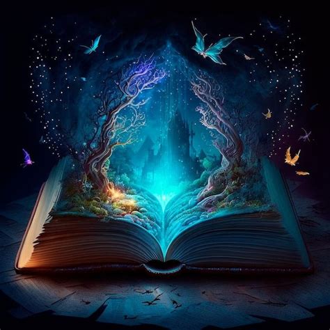 Otwarta Magiczna Książka Z Bajkami Zdjęcie Premium Fantasy Books Magic Magic Book Fantasy