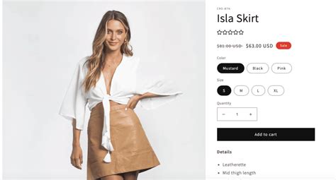 The Cta Button And Size Chart Increase Conversion Rates With The “add To Cart” “buy Now” And