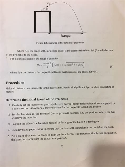 Solved Projectile Motion Name Pre Lab Questions 1 In