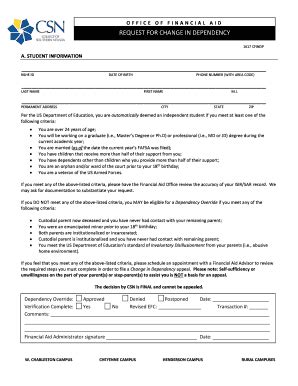 Fillable Online Csn REQUEST FOR CHANGE IN DEPENDENCY CSN Fax Email