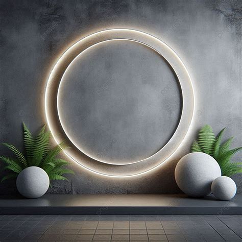 3d 렌더링은 원형을 보여줍니다 3d 렌더링은 원형을 보여줍니다 콘크리트 벽이있는 네온 표시 세우다 배경 일러스트 및 사진 무료 다운로드 Pngtree