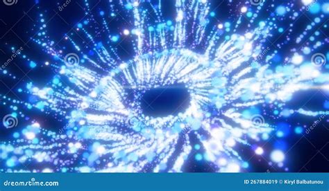 Abstract Flying In A Spiral In A Whirlwind Exploding Blue Bright Luminous Particles Magical